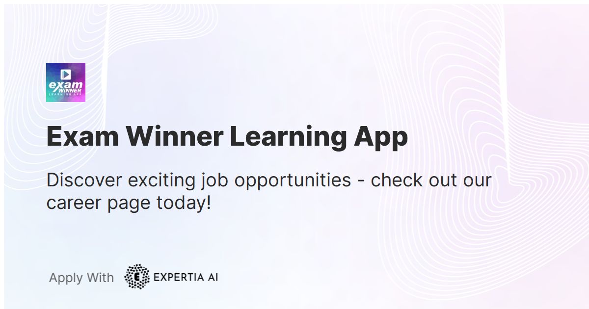 Exam Winner Learning App Career Page | Jobs