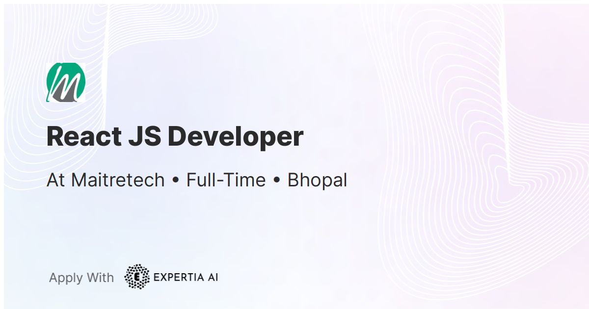 React JS Developer Job | Bhopal | Fresher