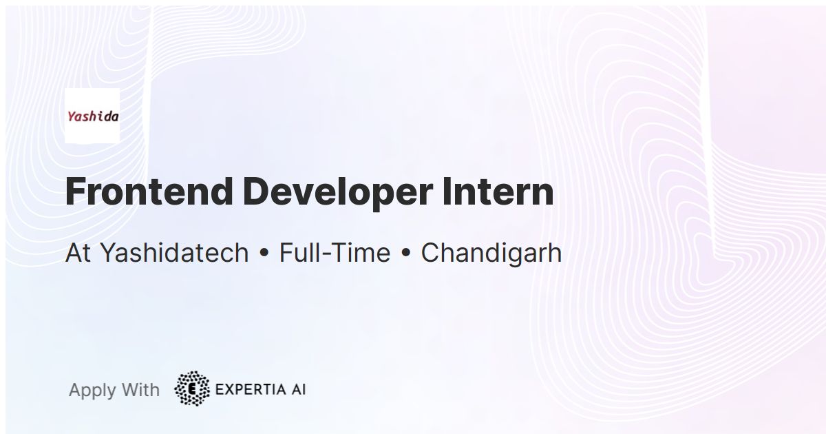 Frontend Developer Intern Job | Chandigarh | Fresher