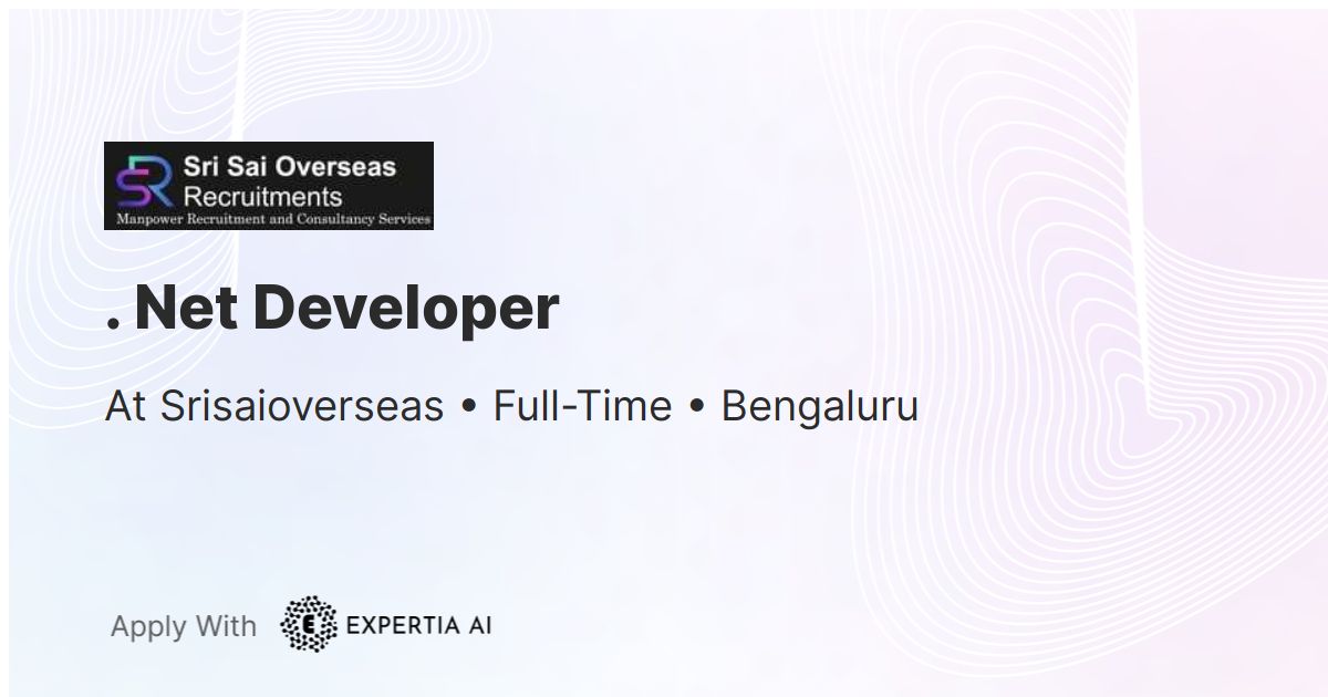 . Net Developer Job | Bengaluru | Mid-Level