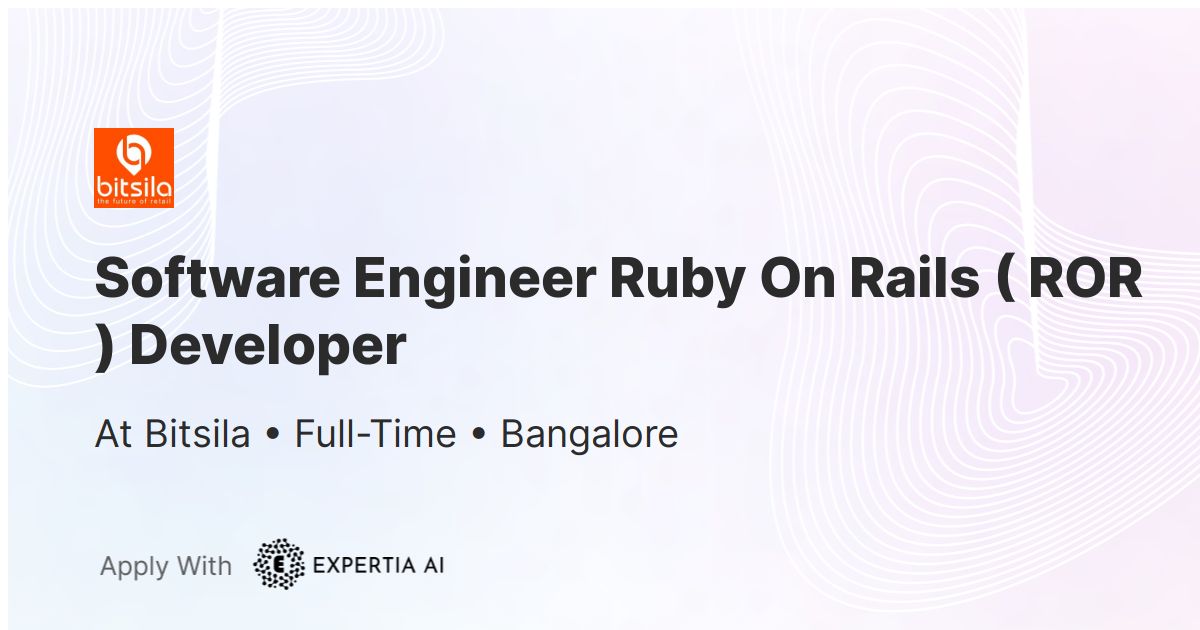 Software Engineer Ruby On Rails ( ROR ) Developer Job | Bangalore | Junior Software Engineer Ruby On Rails ( ROR ) Developer Job | Bangalore | Junior