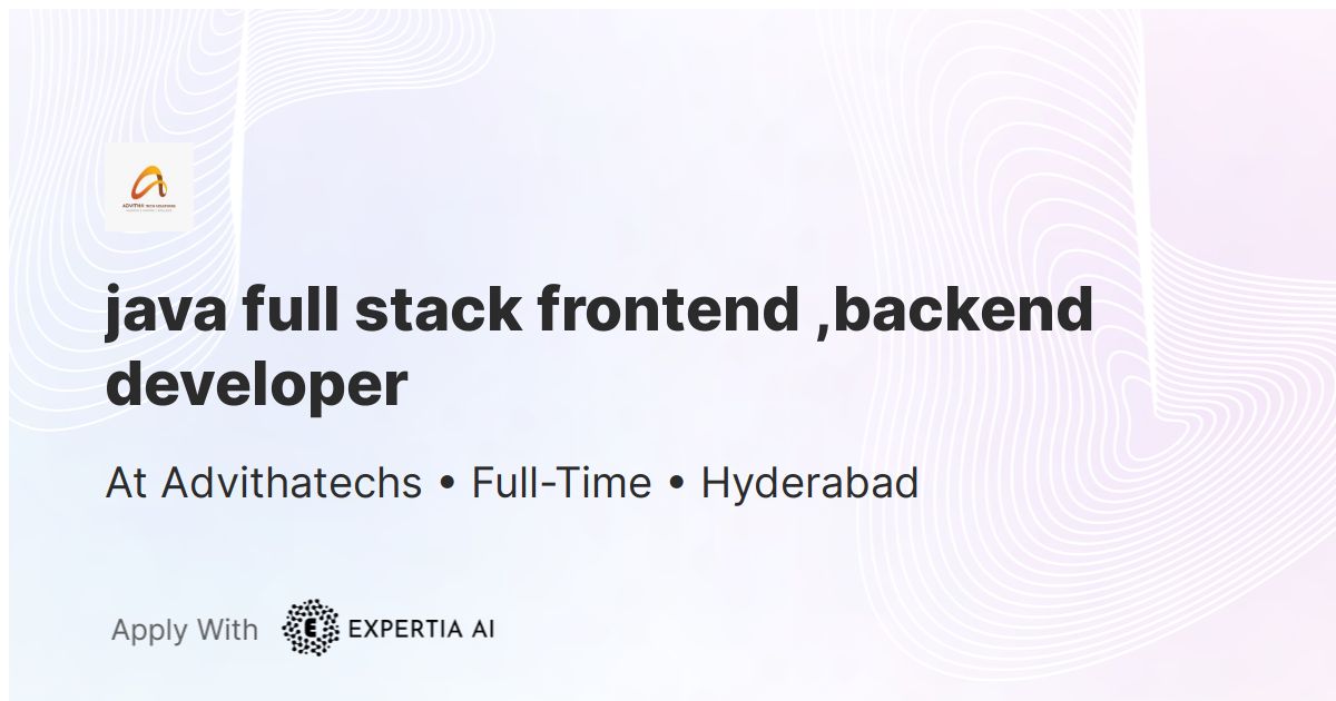 java full stack frontend ,backend developer Job | Hyderabad | Senior