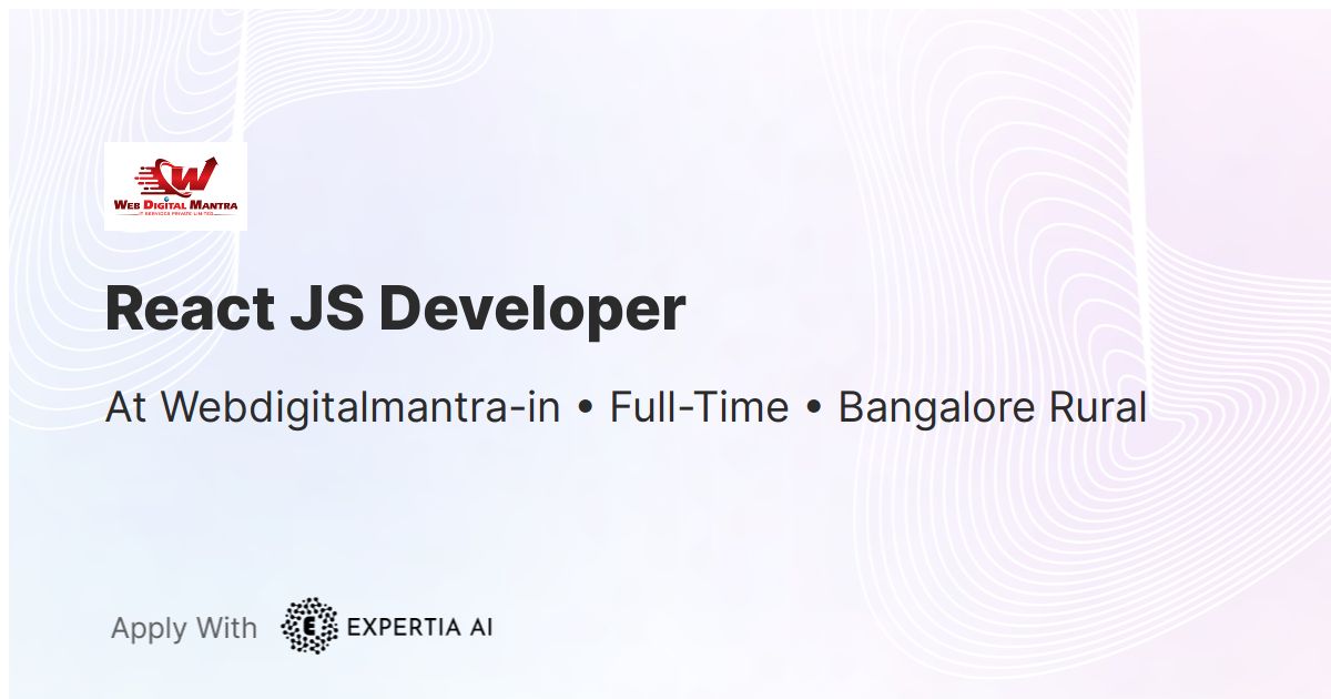 React JS Developer Job | Bangalore Rural | Junior