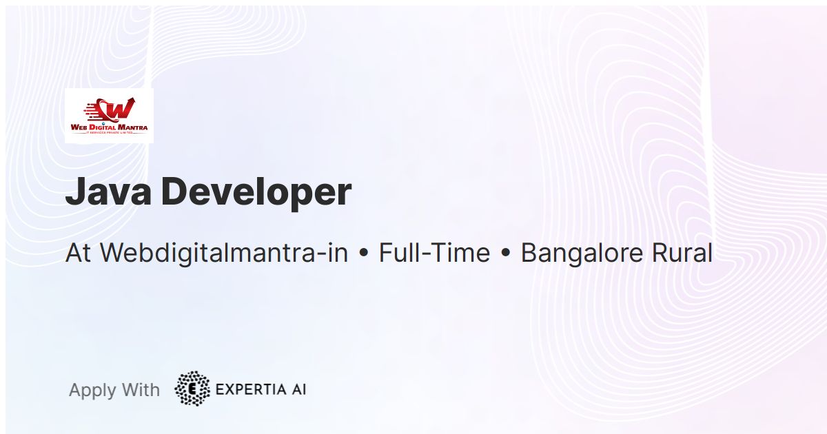 Java Developer Job | Bangalore Rural | Junior