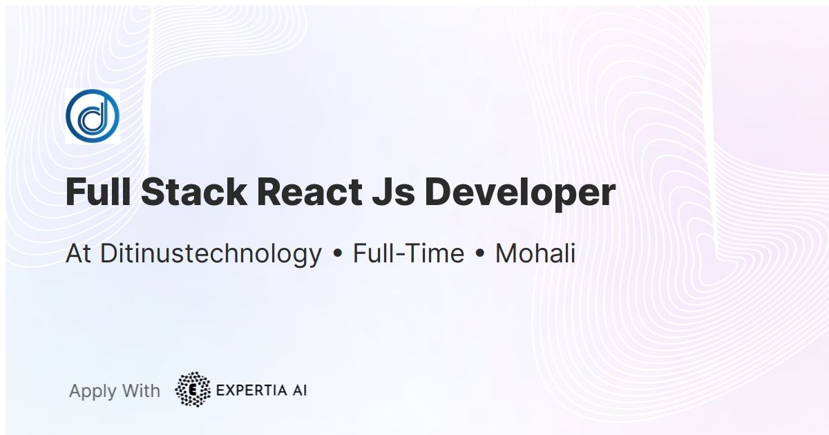 Full Stack React Js Developer Job | Mohali | Junior