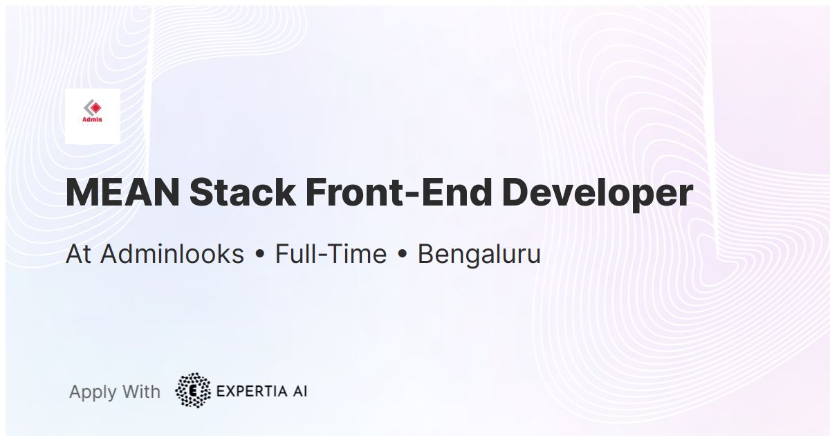 MEAN Stack Front-End Developer Job | Bengaluru | Junior