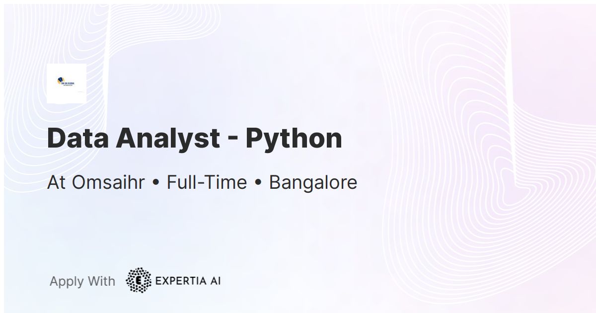 Data Analyst - Python Job | Bangalore | Mid-Level