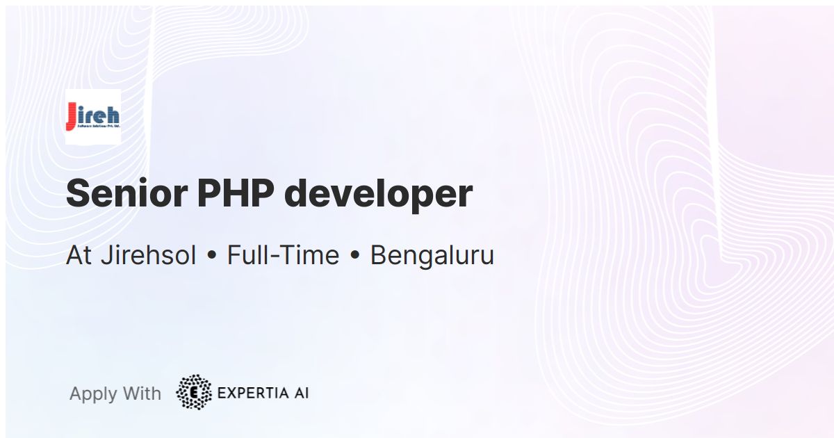 Senior PHP developer Job | Bengaluru | Junior
