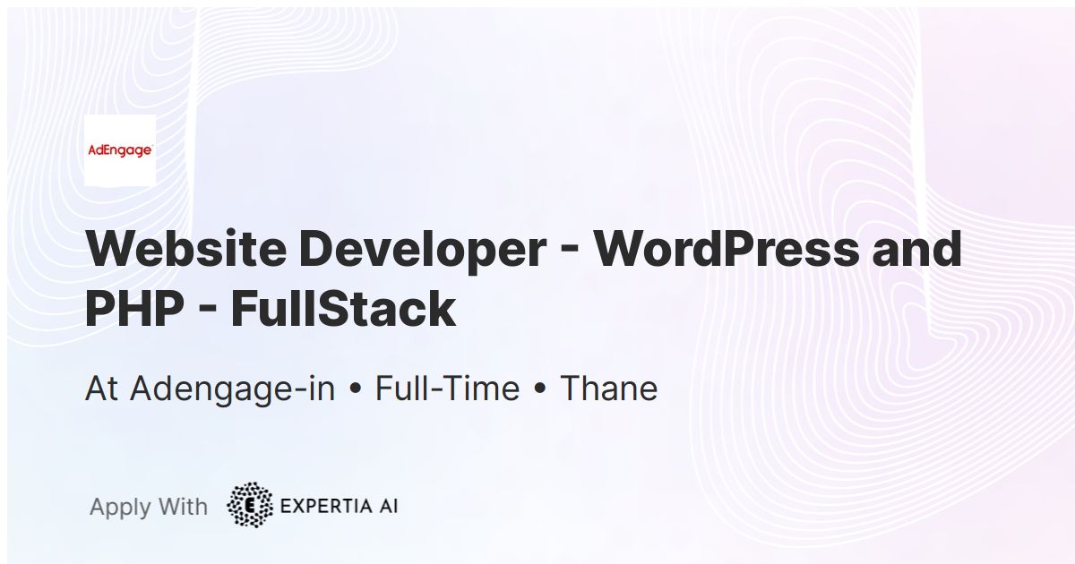 Website Developer - WordPress and PHP - FullStack Job | Thane | Junior