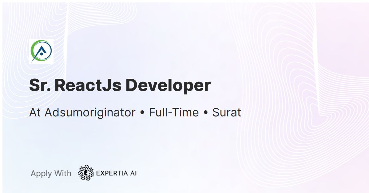 Sr. ReactJs Developer Job | Surat | Junior