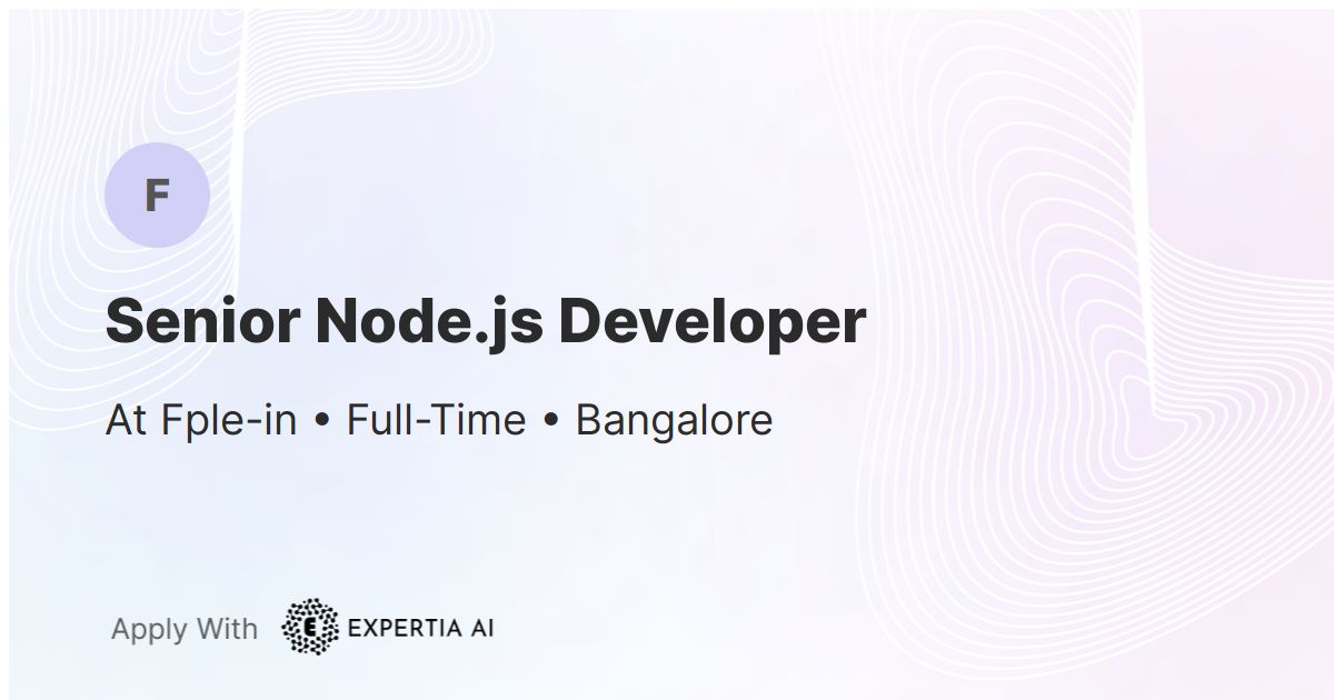 Senior Node.js Developer Job | Bangalore | Junior