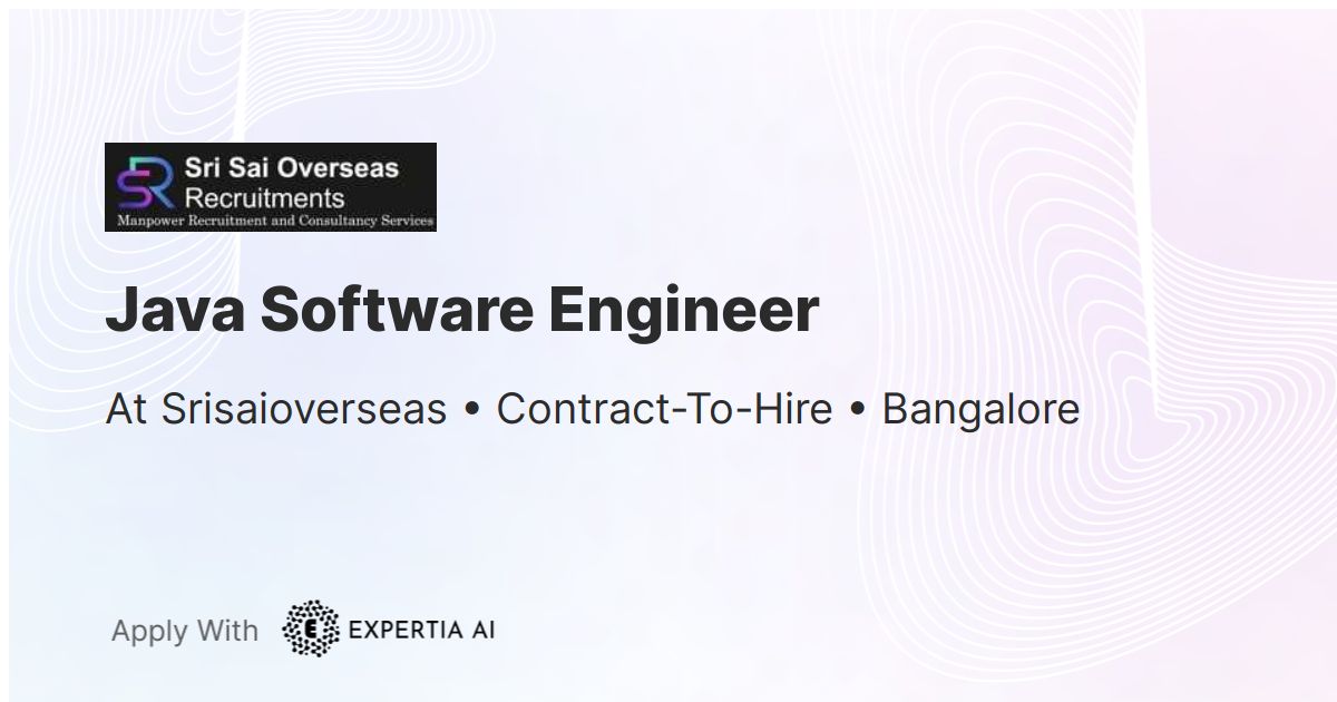 Java Software Engineer Job | Bangalore | Mid-Level
