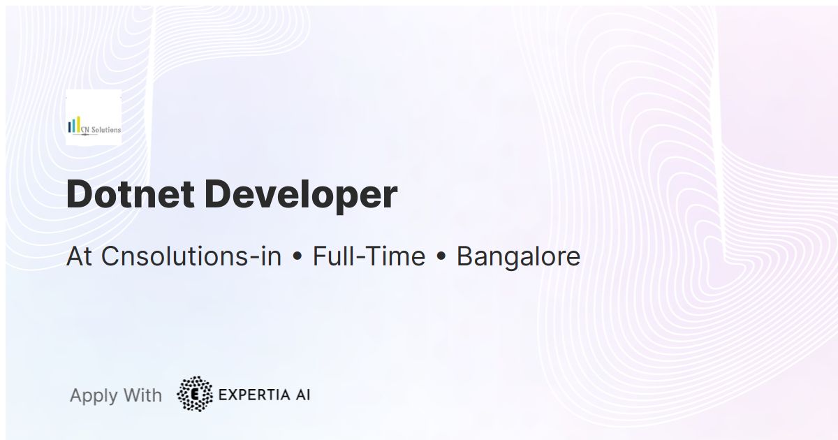 Dotnet Developer Job | Bangalore | Junior