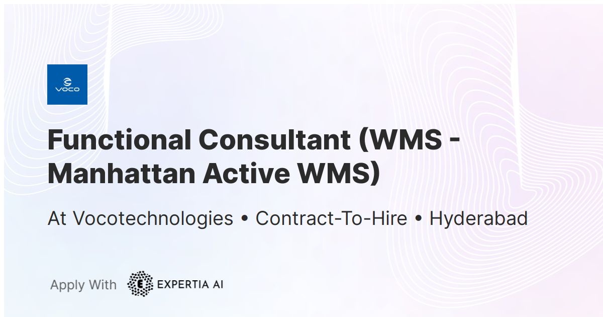 Functional Consultant (WMS - Manhattan Active WMS) Job | Hyderabad ...