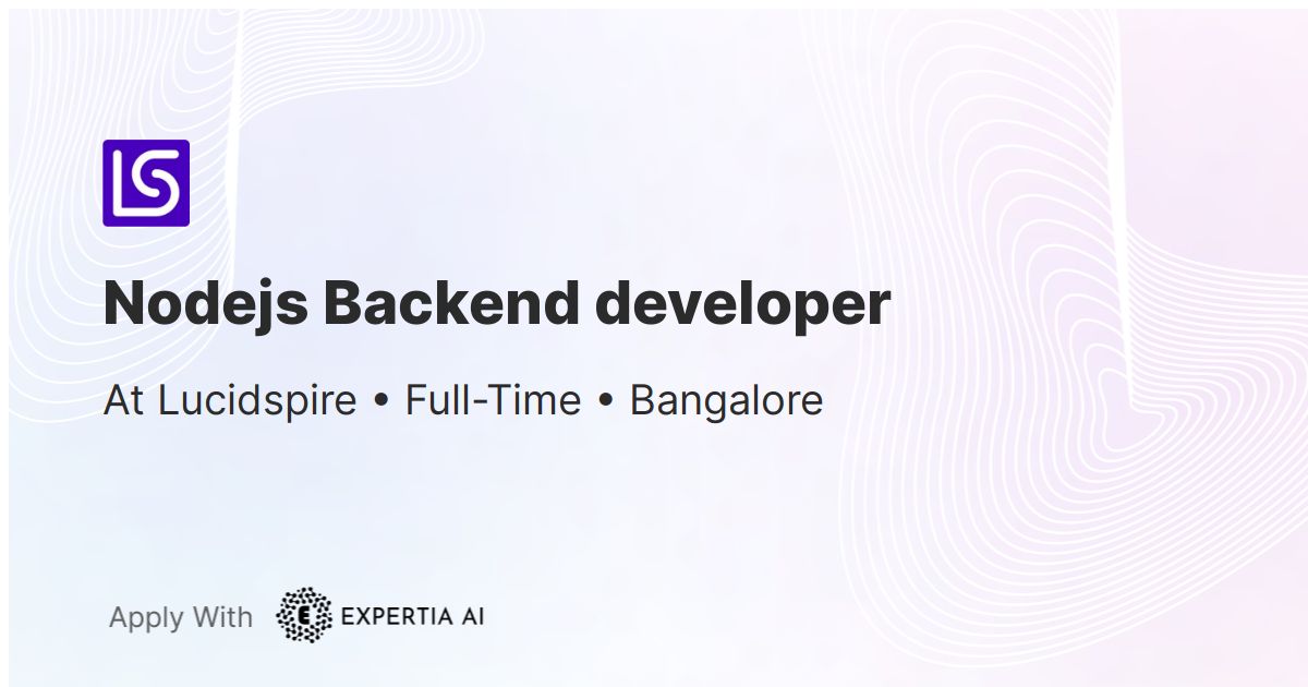 Nodejs Backend developer Job | Bangalore | Junior