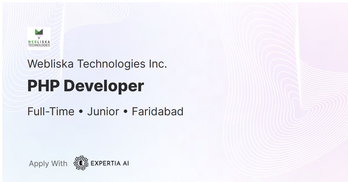 PHP Developer Job | Faridabad | Junior
