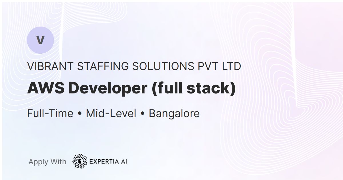 AWS Developer (full stack) Job | Bangalore | Mid-Level