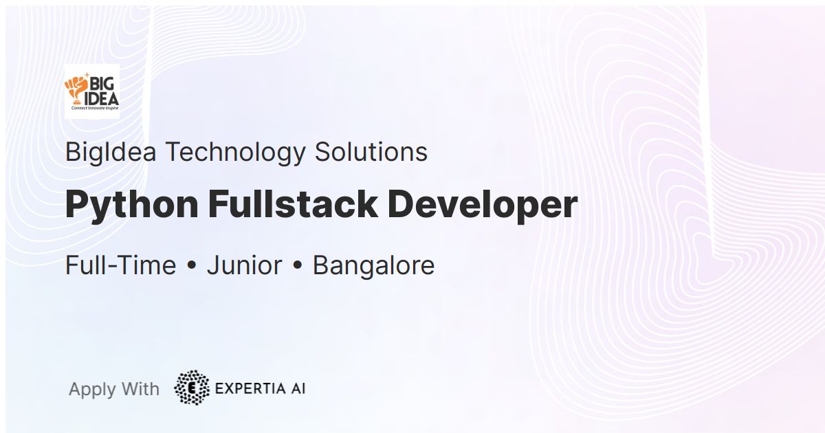 Python Fullstack Developer Job | Bangalore | Junior