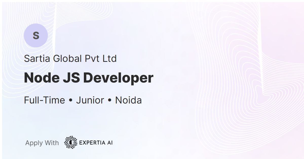 Node JS Developer Job | Noida | Junior