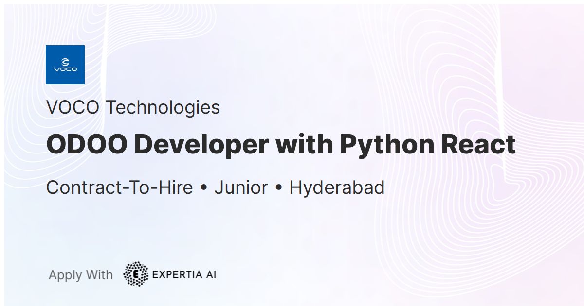 ODOO Developer with Python React Job | Hyderabad | Junior