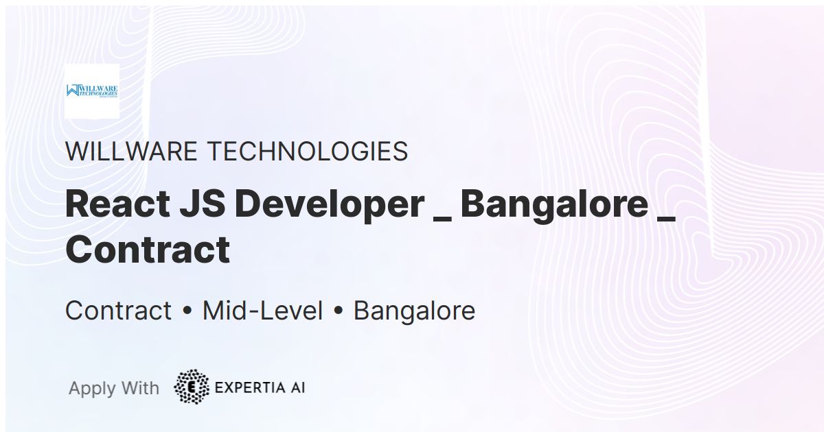 React JS Developer _ Bangalore _ Contract Job | Bangalore | Mid-Level