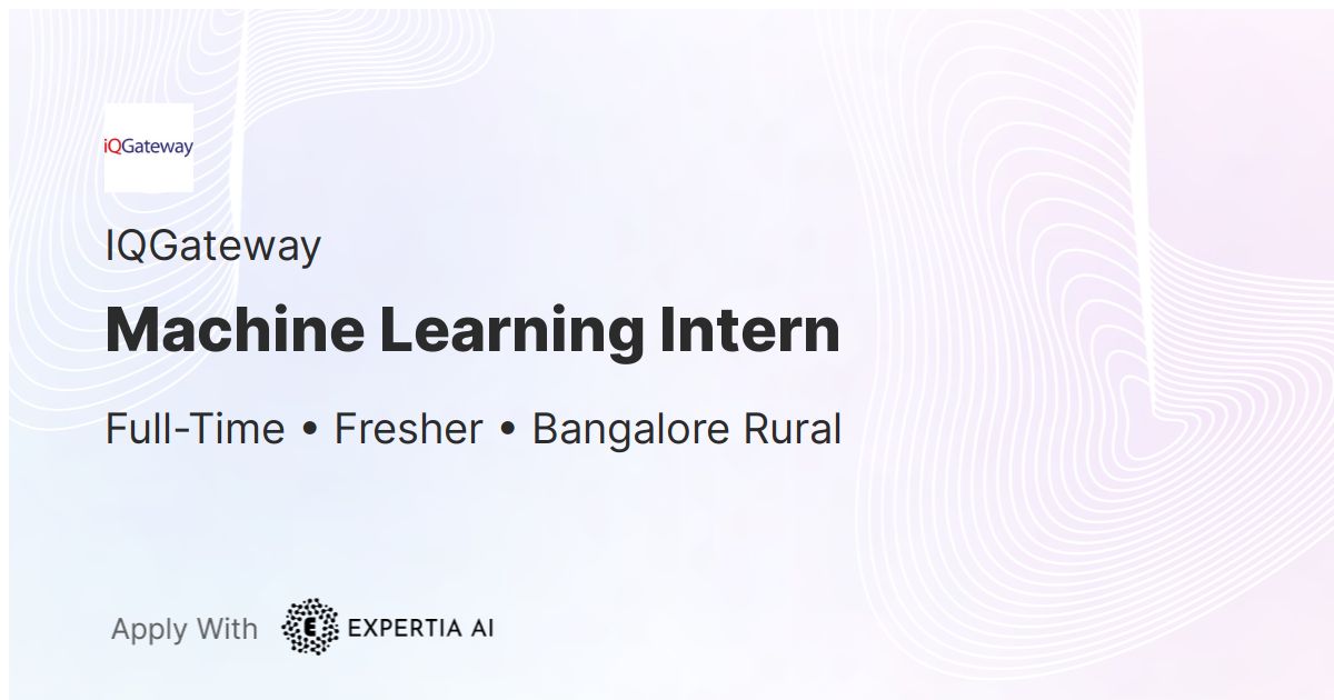 Machine Learning Intern Job | Bangalore Rural | Fresher