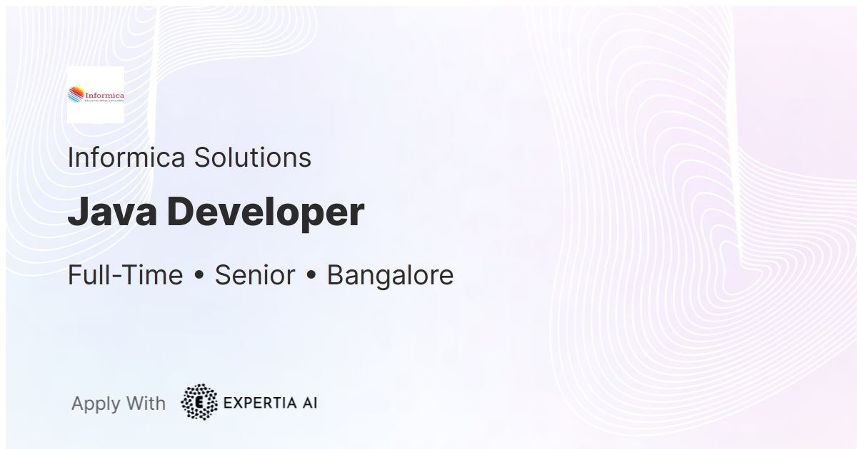 Java Developer Job | Bangalore | Senior