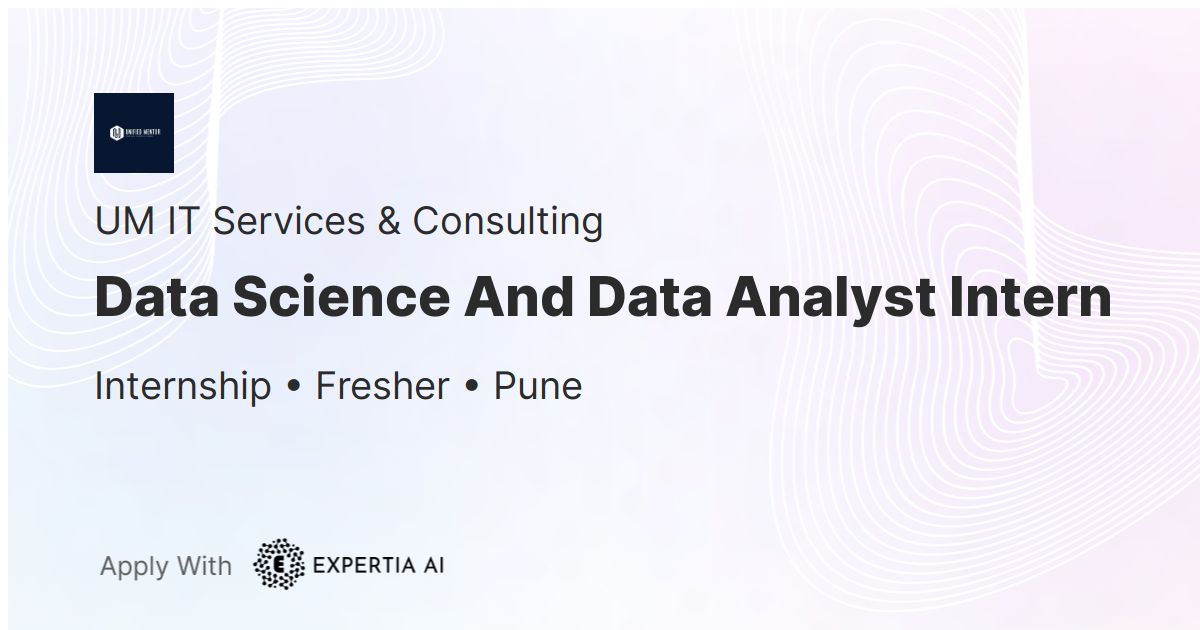 Data Science And Data Analyst Intern Job | Pune | Fresher