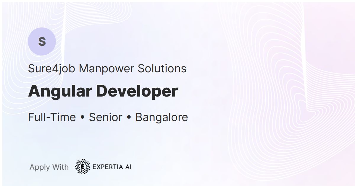 Angular Developer Job | Bangalore | Senior