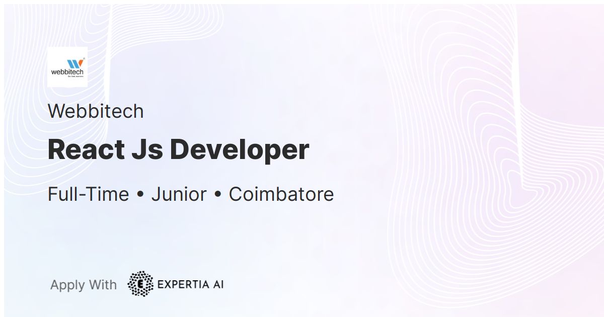 React Js Developer Job | Coimbatore | Junior
