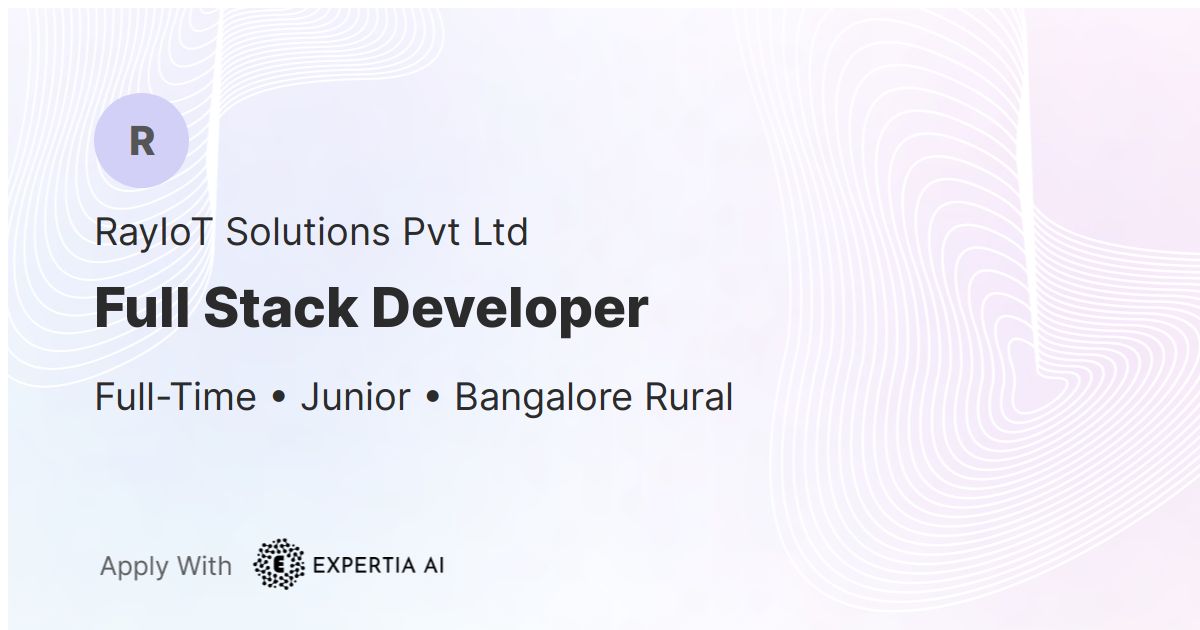 Full Stack Developer Job | Bangalore Rural | Junior
