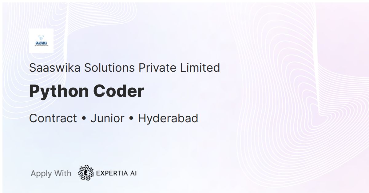 Python Coder Job | Hyderabad | Junior