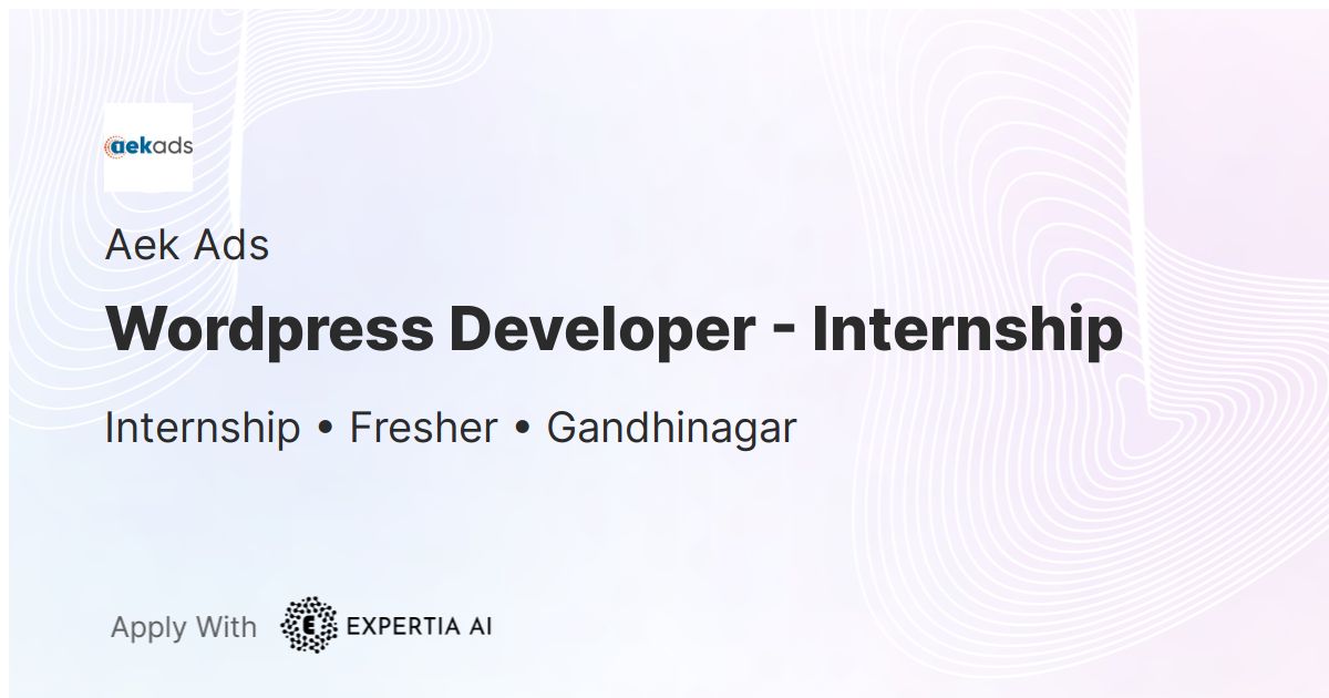 Wordpress Developer - Internship Job | Gandhinagar | Fresher