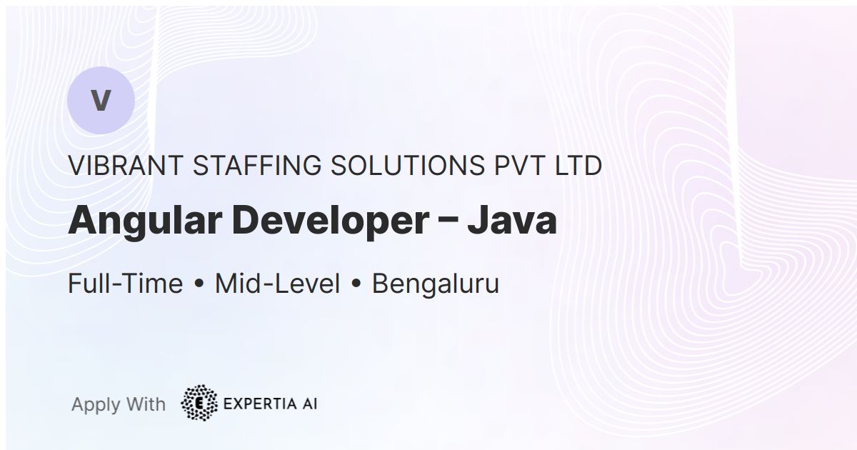 Angular Developer – Java Job | Bengaluru | Mid-Level