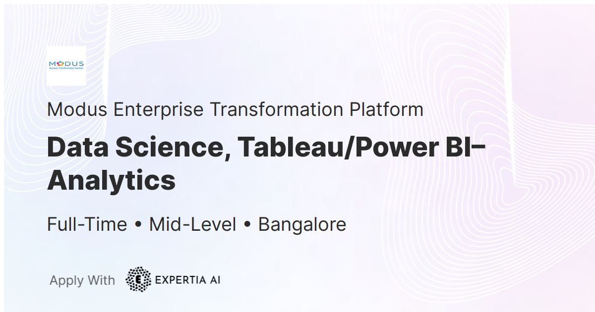 Data Science, Tableau/Power BI–Analytics Job | Bangalore | Mid-Level