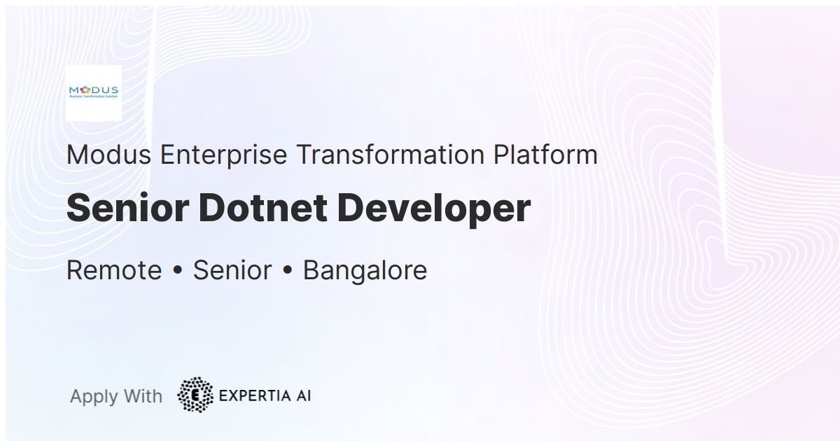 Senior Dotnet Developer Job | Bangalore | Senior