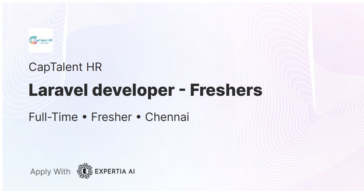 Laravel developer - Freshers Job | Chennai | Fresher