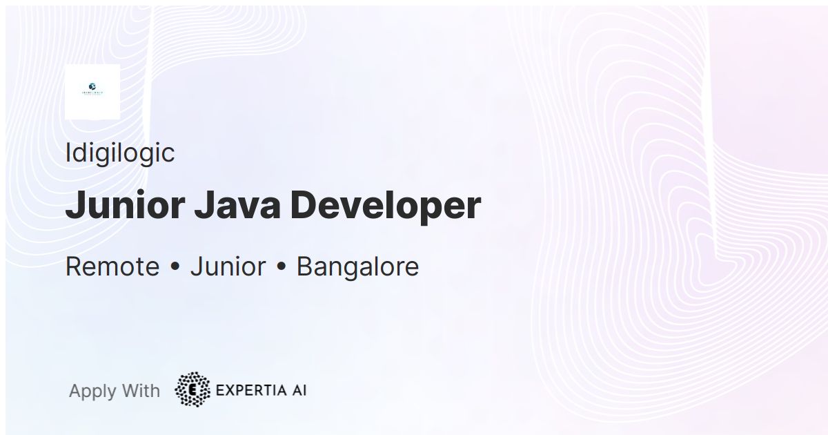 Junior Java Developer Job | Bangalore | Junior