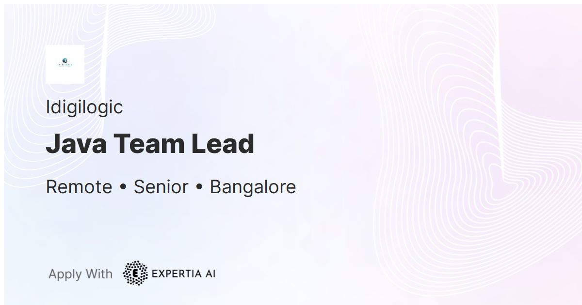 Java Team Lead Job | Bangalore | Senior