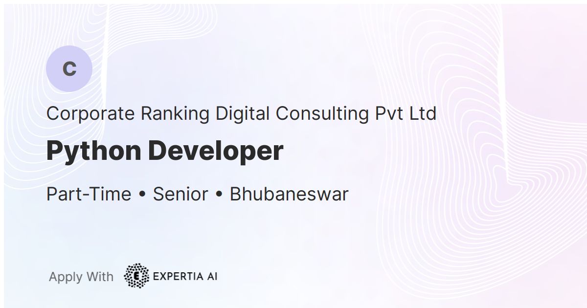 Python Developer Job | Bhubaneswar | Senior