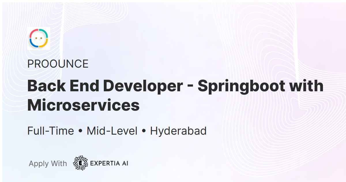 Back End Developer - Springboot with Microservices Job | Hyderabad | Mid-Level