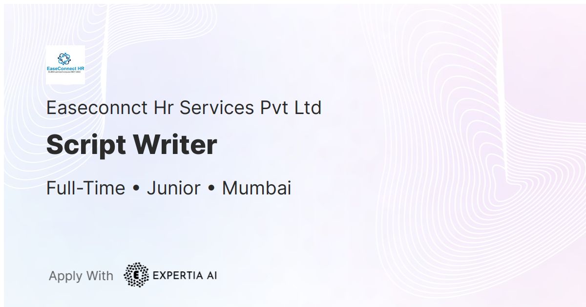 Script Writer Job | Mumbai | Junior