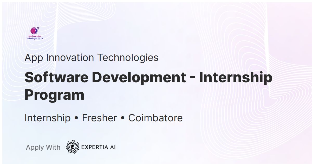 Software Development - Internship Program Job | Coimbatore | Fresher