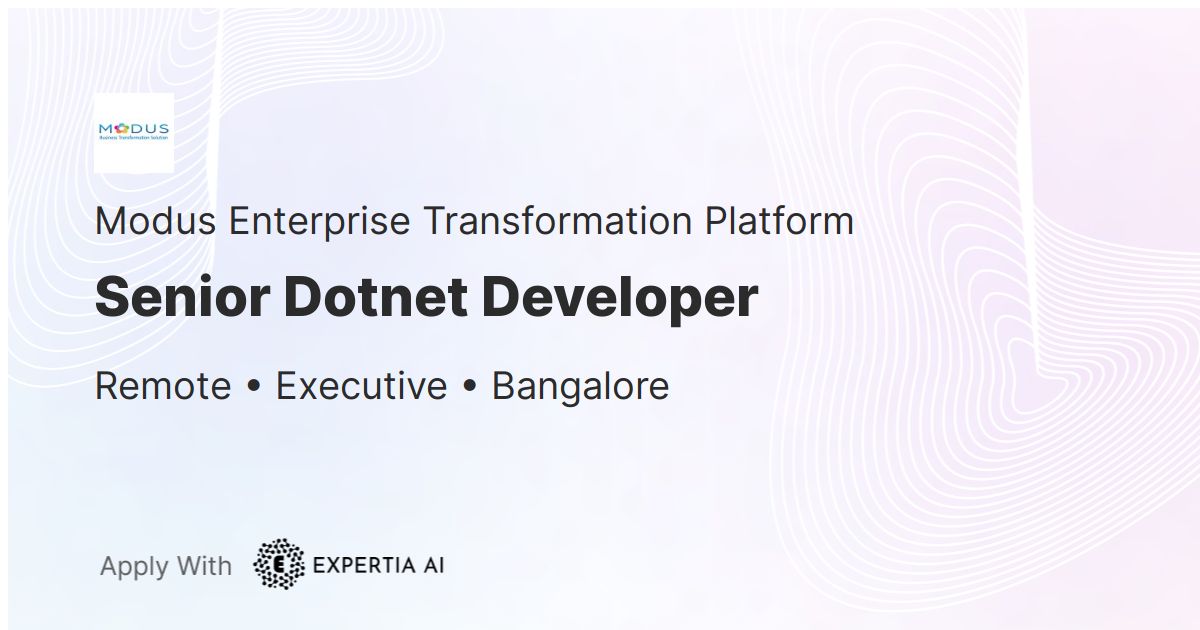 Senior Dotnet Developer Job | Bangalore | Executive