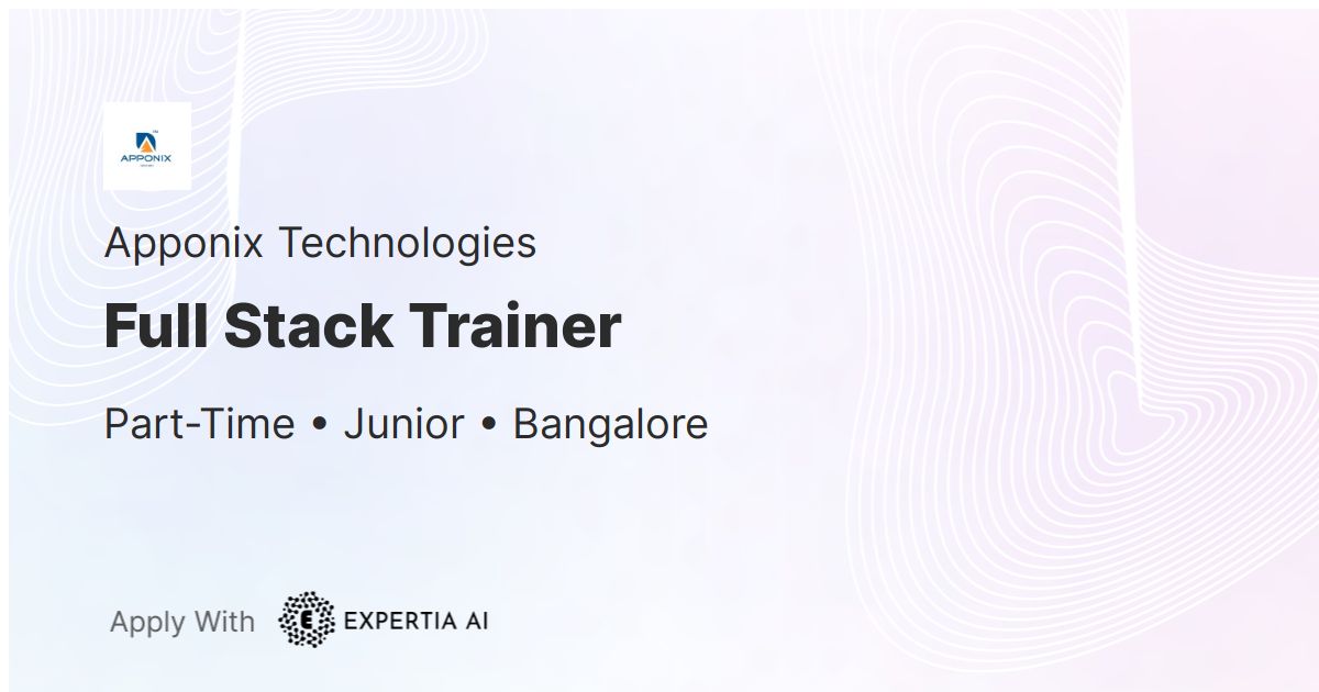 Full Stack Trainer Job | Bangalore | Junior