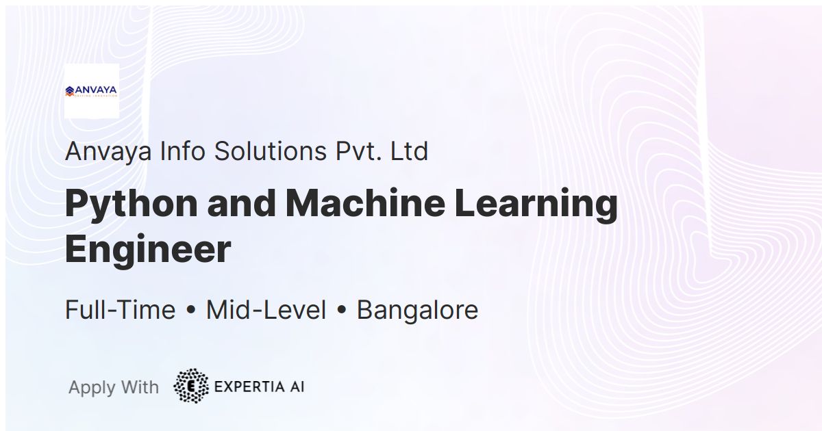 Python and Machine Learning Engineer Job | Bangalore | Mid-Level