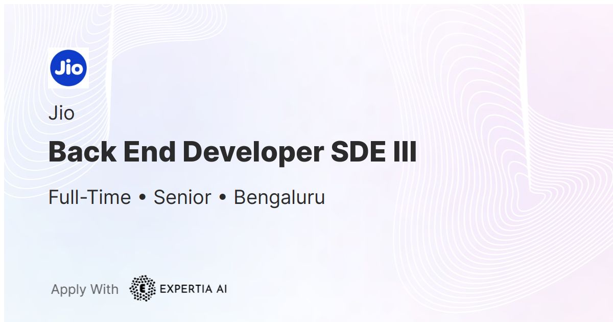 Back End Developer SDE III Job | Bengaluru | Senior