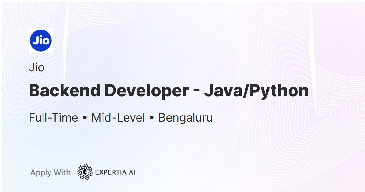 Backend Developer - Java/Python Job | Bengaluru | Mid-Level