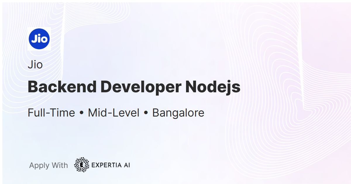 Backend Developer Nodejs Job | Bangalore | Mid-Level
