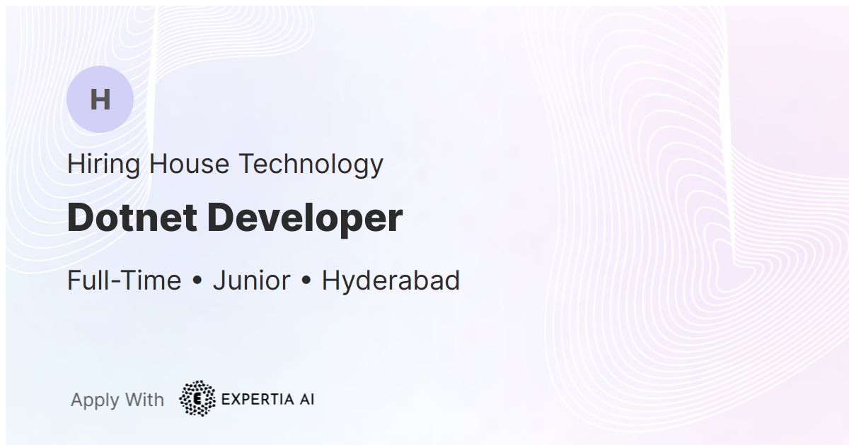 Dotnet Developer Job | Hyderabad | Junior